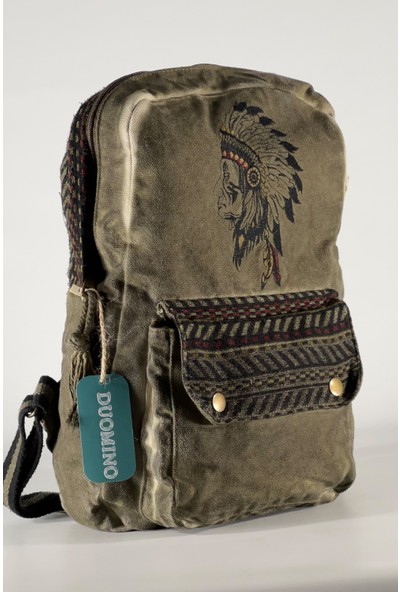 Duomino Kızılderili Sırt Çantası Orta Boy Günlük Kullanım Otantik 14'' Inç Seyahat Sırt Çantası