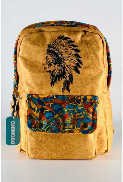 Duomino Kızılderili Sırt Çantası Orta Boy Günlük Kullanım Otantik 14'' Inç Seyahat Sırt Çantası Duomino Kızılderili Sırt Çantası Orta Boy Günlük Kullanım Otantik 14'' Inç Seyahat Sırt Çantası