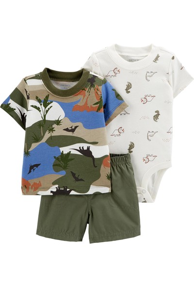 Carter's Dinazor Figürlü Erkek Bebek Üçlü Takım