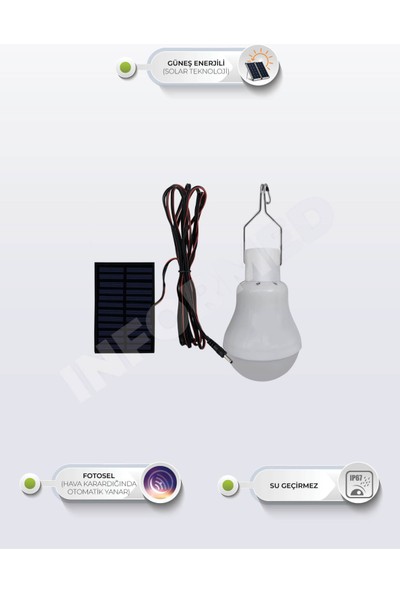 Informed Güneş Enerjili - Solar 9 W Kablolu Ampul 6500 Kelvin Beyaz Işık Informed Güneş Enerjili - Solar 9 W Kablolu Ampul 6500 Kelvin Beyaz Işık