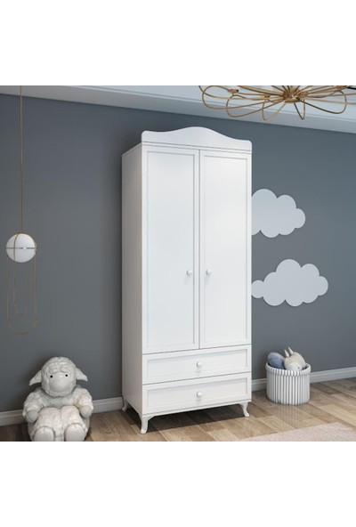 Afilli Diana 2 Kapaklı Gardrop Tamamı Mdflam Beyaz