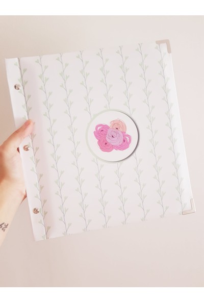 Pembe Çiçekli Fotoğraf Albümü & Anı Defteri