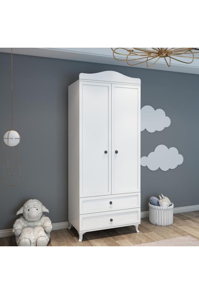 Afilli Diana 2 Kapaklı Gardrop Gri Kulplutamamı Mdflam
