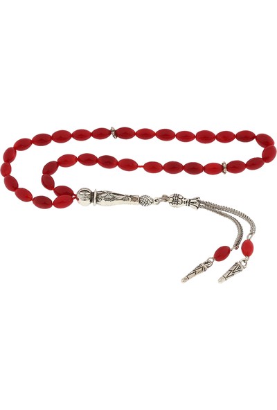 doğaltaş Metal Püsküllü Mercan Taşı Tesbih doğaltaş Metal Püsküllü Mercan Taşı Tesbih