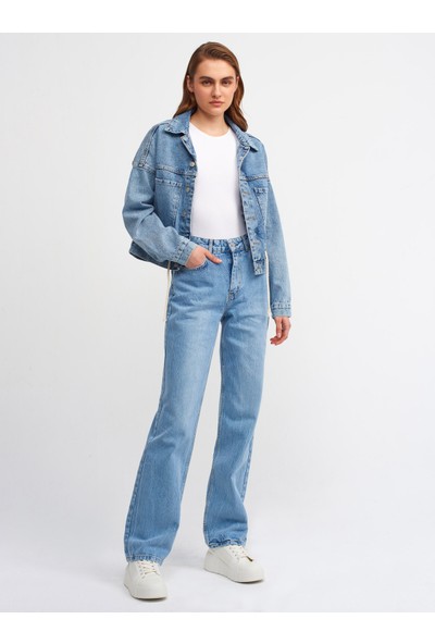Dilvin 70245 File Yıkama Borupaça Pantolon-Mavi Dilvin 70245 File Yıkama Borupaça Pantolon-Mavi