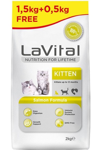 La Vital Lavital Kitten Somonlu Yavru Kedi Maması 1,5 kg + 500 gr Hediyeli