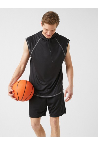 Kapşonlu Kolsuz Sweatshirt