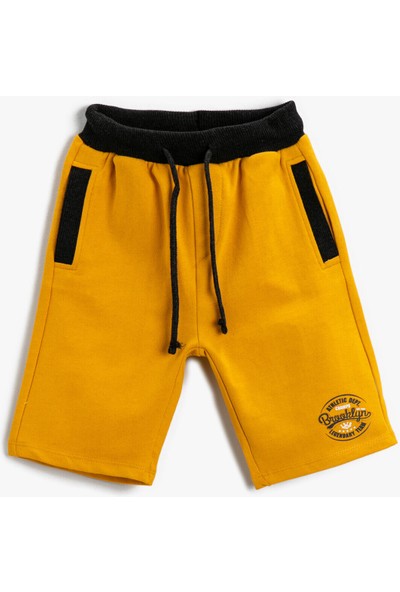 Koton Erkek Çocuk Slogan Baskılı Şort Pamuklu Beli Bağcıklı