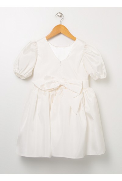 Barbie Bisiklet Yaka Standart Kalıp Ekru Kız Çocuk Elbise - 22Prb-322 Barbie Bisiklet Yaka Standart Kalıp Ekru Kız Çocuk Elbise - 22Prb-322