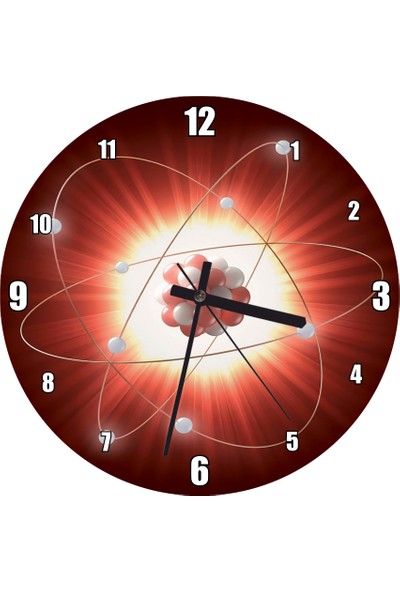 Cakatablo Atomic Model Işıklı Duvar Saati (Çap 30X30 Cm)