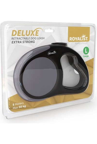 Royalist Deluxe Extra Strong Otomatik Köpek Gezdirme Tasması Gri Large 5m Royalist Deluxe Extra Strong Otomatik Köpek Gezdirme Tasması Gri Large 5m
