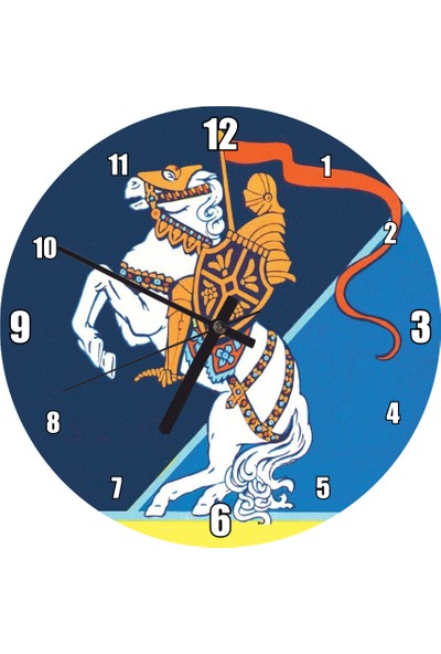 Cakatablo Beyaz Atlı Şövalye Duvar Saati (Çap 30X30 Cm)