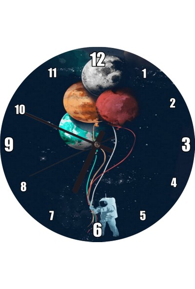 Cakatablo Astronot Balonlar Uzay Görseli Duvar Saati (Çap 30X30 Cm) Cakatablo Astronot Balonlar Uzay Görseli Duvar Saati (Çap 30X30 Cm)