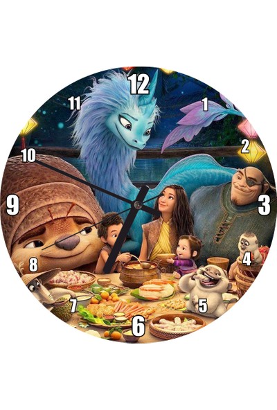 Cakatablo Raya ve Son Ejderha Tanrısı Film Görseli Duvar Saati (Çap 30X30 Cm)