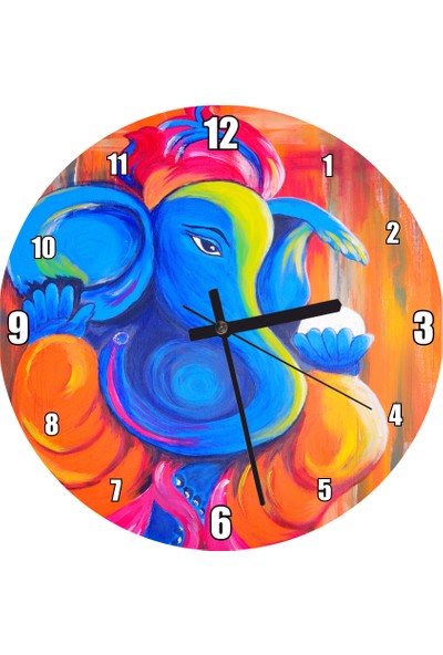 Cakatablo Mutlu Ganesh Chaturthi 2010 Duvar Saati (Çap 30X30 Cm)