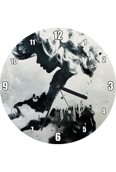 Cakatablo Kadın Temalı Duvar Püskürtme Boyama Duvar Saati (Çap 30X30 Cm)