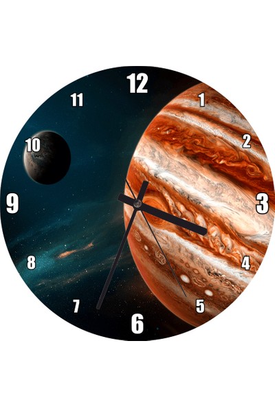 Cakatablo Jüpiter ve Arkada Gezegen ve Yıldızlar Duvar Saati (Çap 30X30 Cm) Cakatablo Jüpiter ve Arkada Gezegen ve Yıldızlar Duvar Saati (Çap 30X30 Cm)