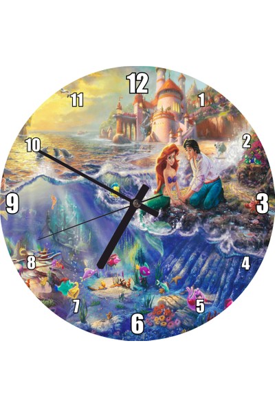 Cakatablo Disney Denizkızı ve Arkadaşları Duvar Saati (Çap 30X30 Cm)