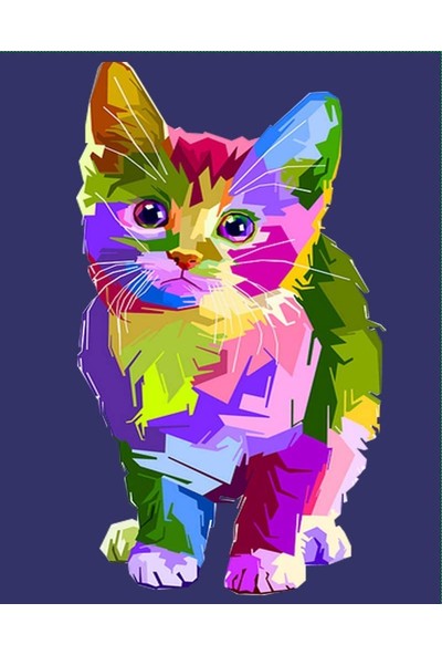 Hobi Tedarik Rengarenk Kedicik Çerçevesiz Sayılarla Boyama Hobi Seti 40 x 50 cm