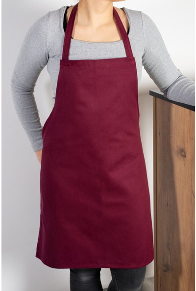 YUNUSOĞLU HOME Bordo Renk Pamuk Gabardin Kumaş Mutfak Aşçı Önlüğü