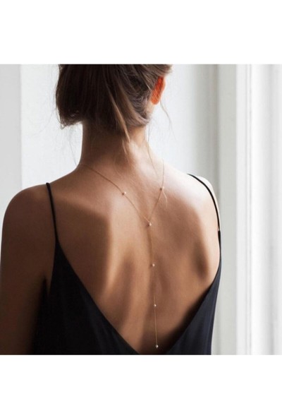 Takıconcept Kararmaz Altın Renk Top Zincirli Sırt Aksesuarı Sırt Kolyesi