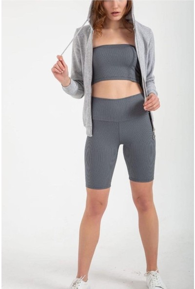 Fitilli Tayt Takımı Gri Fitilli Tayt Takımı Gri