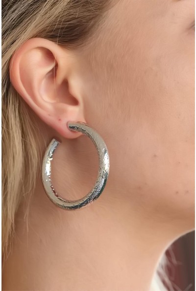 Erbilden Erb Gri Renkli Halka Metal Kadın Küpe