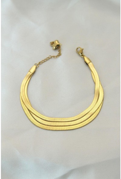 Erbilden Erb Çelik Gold Renk Çoklu Italyan Zincirli Bileklik