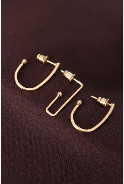 Erbilden Erb Geometrik Model Altın Renk Metal Çoklu Küpe Erbilden Erb Geometrik Model Altın Renk Metal Çoklu Küpe