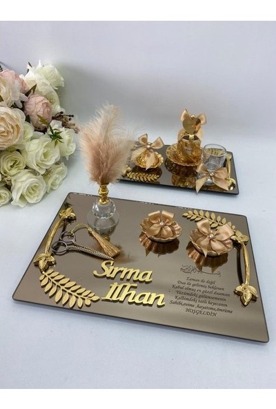 Pleksi Hediyelik Eşya Söz Tepsisi Nişan Tepsisi Damat Kahvesi Seti