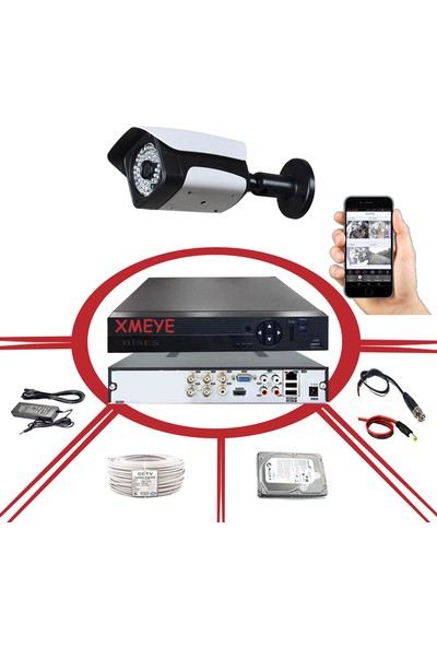 Bises 1'li 5 Mp Sony Lens 1080P 48 Ir LED Güvenlik Kamerası Seti_bs 248