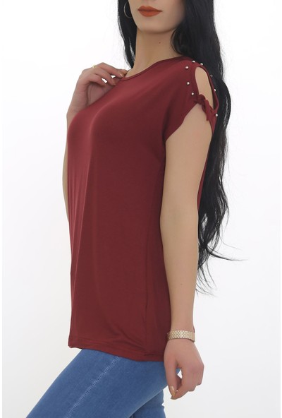 Esta Woman Omuz Dekolteli Bluz Bordo