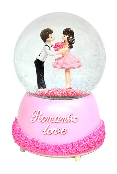 Xnews Sevgili Püskürtmeli Işıklı Müzikli Kar Küresi-