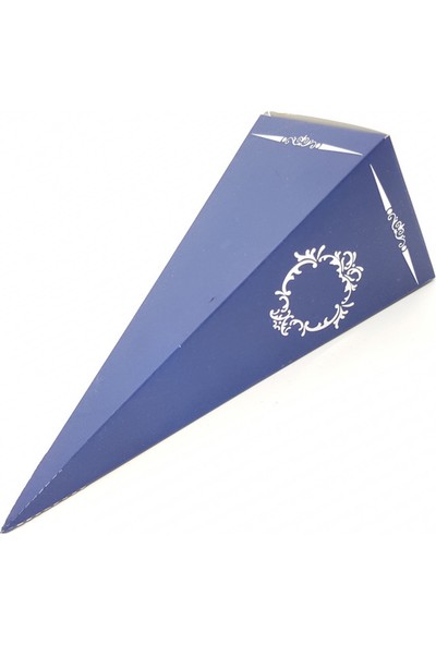 Darksent Lacivert Üzerine Gümüş Yaldız Baskılı Külah Lokum Kutusu Sünnet Şeker Lokum Mevlüt Kutusu 50 Adet
