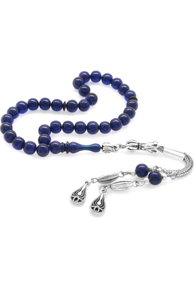 Nipora Kararmaz Metal Püsküllü Küre Kesim Bilek Boy Lacivert Sıkma Kehribar Tesbih Nipora Kararmaz Metal Püsküllü Küre Kesim Bilek Boy Lacivert Sıkma Kehribar Tesbih