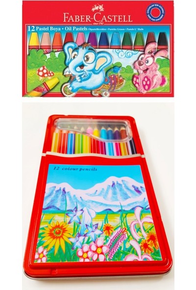 Faber-Castell 12'li Pastel Boya Fc & Pencereli Metal Kutu 12'li Perfect Kuru Boya Faber-Castell 12'li Pastel Boya Fc & Pencereli Metal Kutu 12'li Perfect Kuru Boya