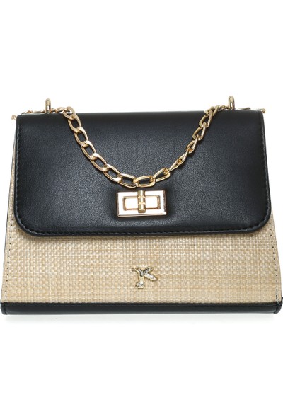 Fabrika Makaron Siyah Omuz Çantası