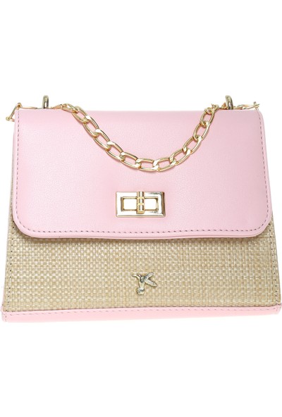 Fabrika Makaron Pembe Omuz Çantası