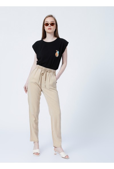 Fashion Friends 22Y0477K1 Lastikli Rahat Bej Kadın Pantolon Fashion Friends 22Y0477K1 Lastikli Rahat Bej Kadın Pantolon