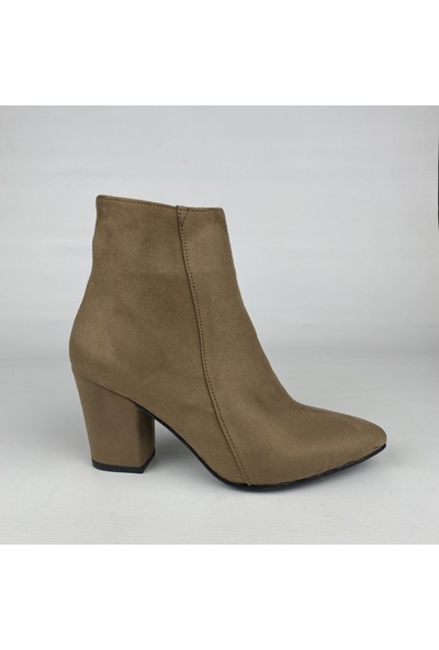 Astorya Ticaret Vizon Süet Fermuarlı Bootie Kadın Bot Topuk 8 cm - 39