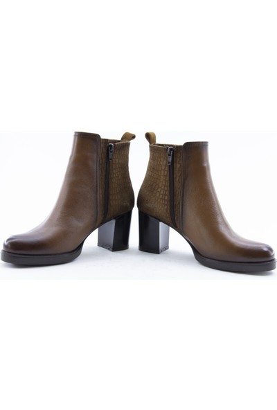 Alemara Deri Ve Kahverengi Zarif Tasarım Kadın Bot Alemara Deri Ve Kahverengi Zarif Tasarım Kadın Bot