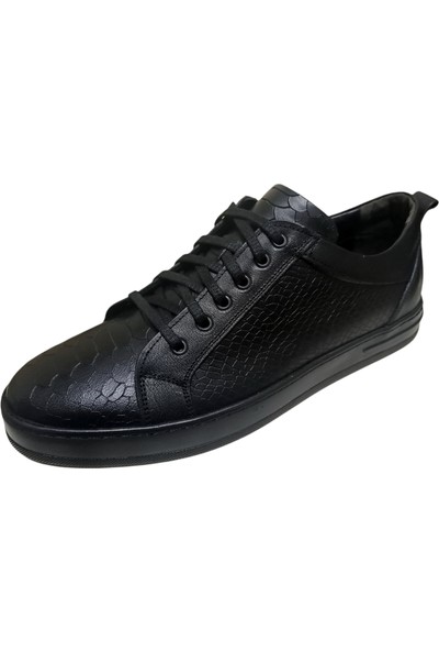 Allurem Deri Günlük Siyah Erkek Sneaker Ayakkabı