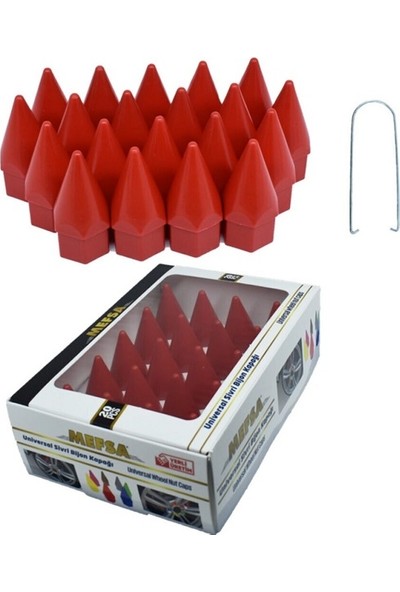 Mefsa Sivri Bijon Kapağı 19 mm Kırmızı 20'li Set Mefsa Sivri Bijon Kapağı 19 mm Kırmızı 20'li Set