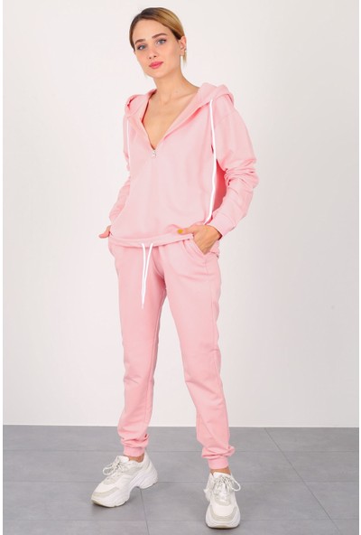 Facette Kadın 2021103923 Pembe Kapüşonlu Eşofman Takımı