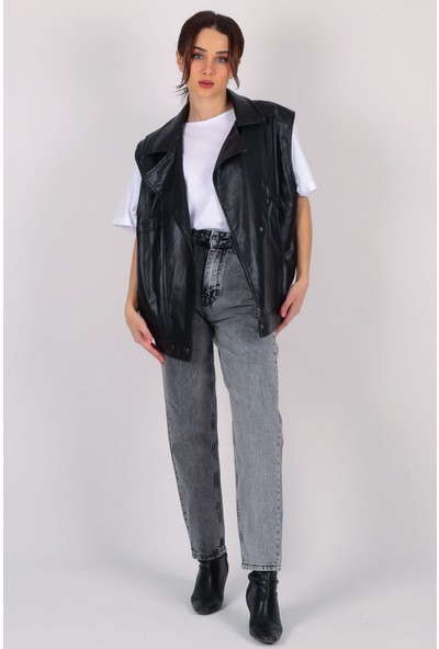 Facette Kadın 2022192109 Siyah Oversize Deri Yelek Facette Kadın 2022192109 Siyah Oversize Deri Yelek