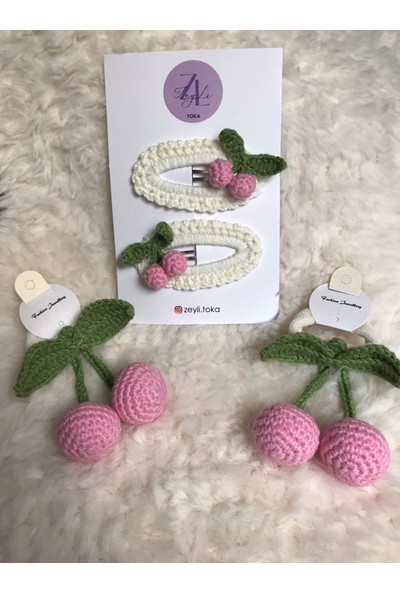 Zeyli Toka El Örgüsü 4lü Kiraz Çıt Çıt Toka Seti 28706 Zeyli Toka El Örgüsü 4lü Kiraz Çıt Çıt Toka Seti 28706