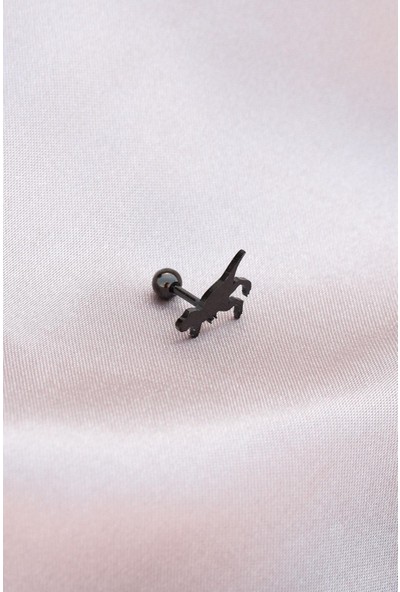 Clariss 6mm Siyah Dinazor Tasarımlı 316L Cerrahi Çelik Piercing