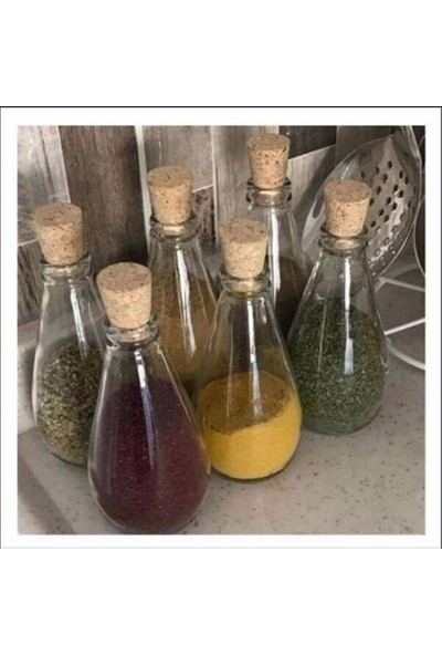 Mantar Kapaklı Damla Cam Baharatlık 6'lı