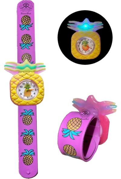 Hyd Ananas Figürlü Saat Pat Pat Işıklı Çocuk Kol Saati