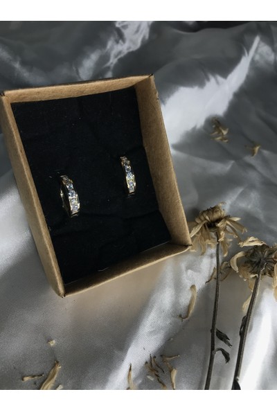 Neco Tam Tur Gold Renk Taşlı Küpe